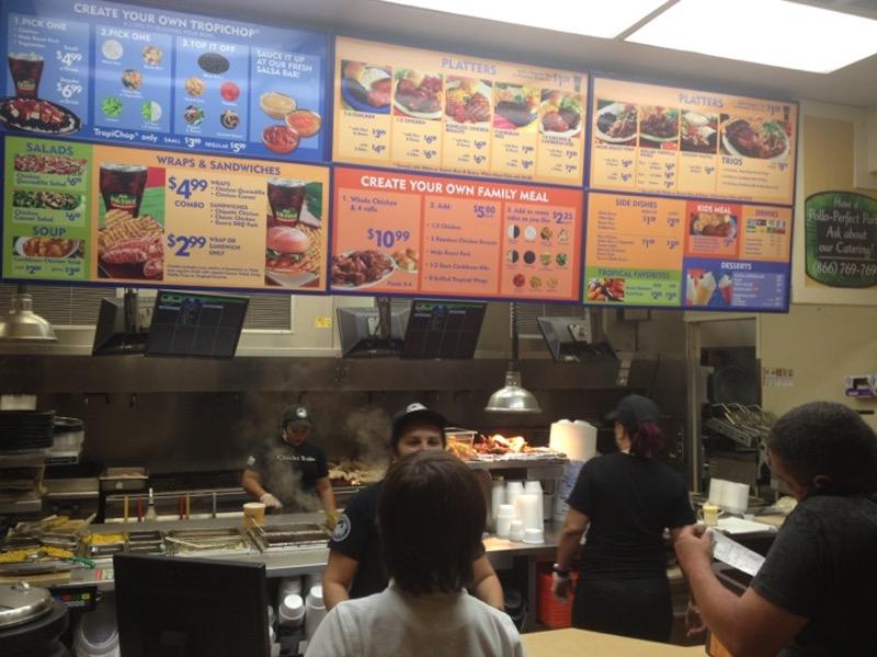Carta de comida rápida Pollo Tropical, Miami, NW 41st St