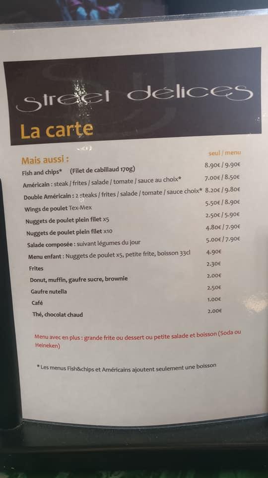 Menu au Street Délices restaurant, Fonsorbes