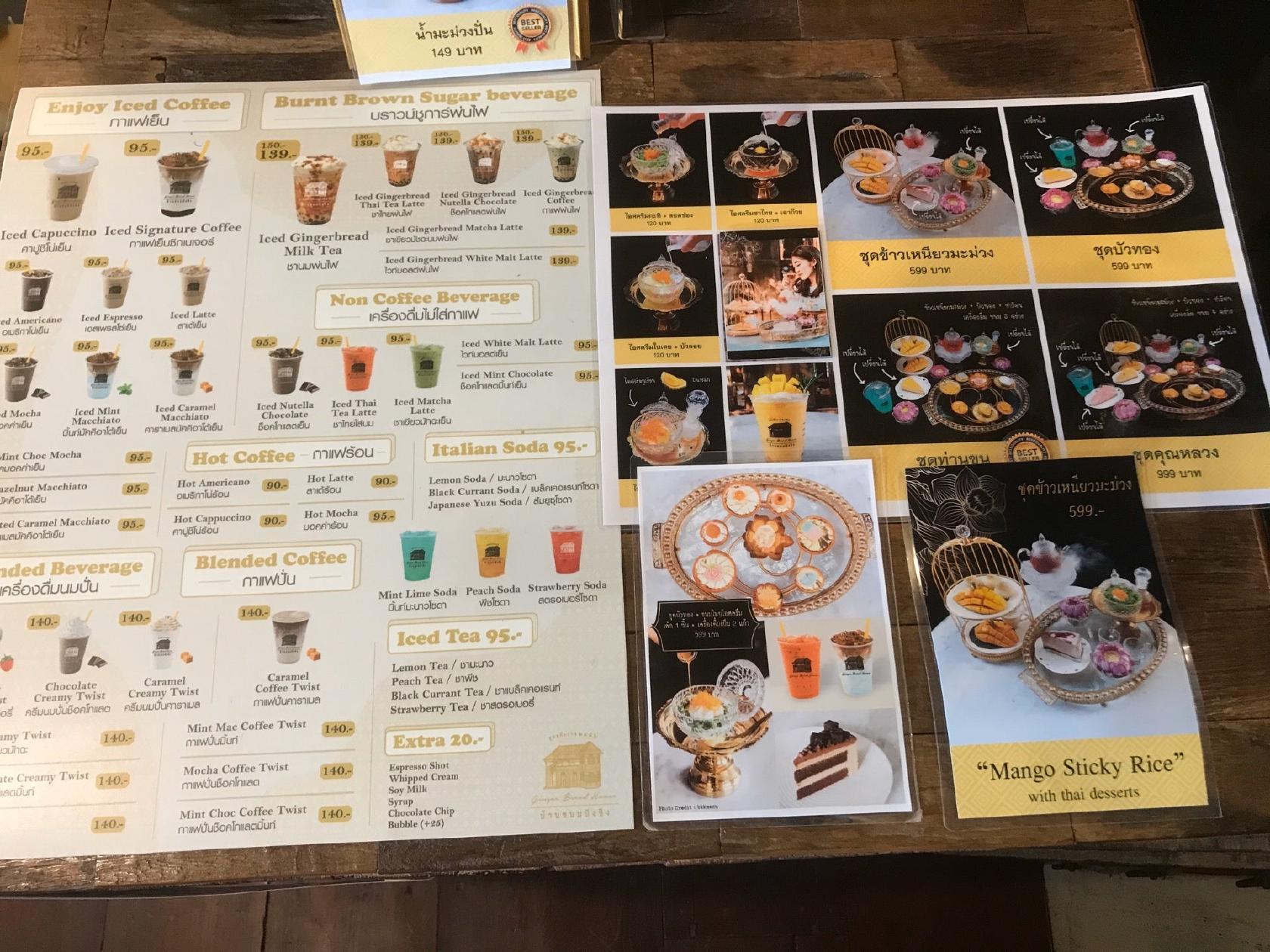 Menu at The Gingerbread House cafe, Bangkok, 18 4Thanon Phra Athit
