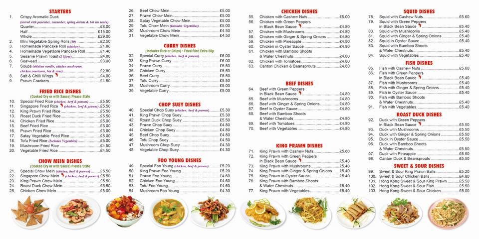 Menu at Golden Rice fast food, Bristol, 167 Fishponds Road