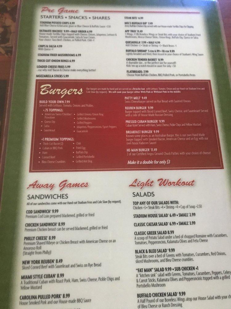 Menu at The Stadium pub & bar, New Port Richey, Seven Springs Blvd