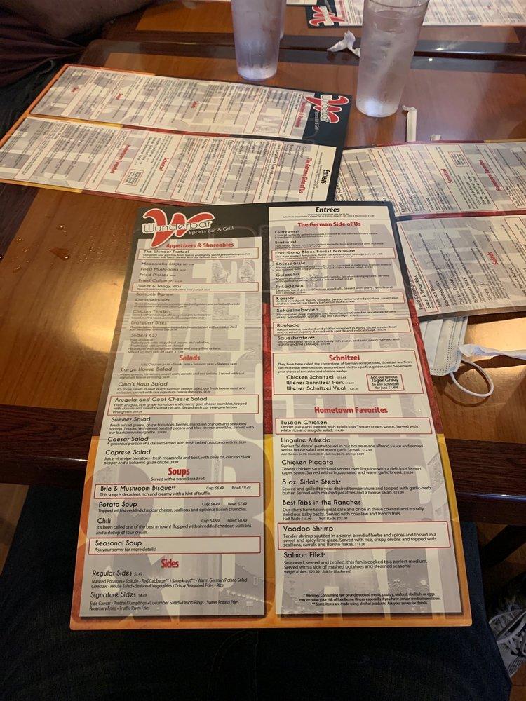 Menu at Wunderbar German Kitchen & Biergarten, Davie, Volunteer Rd
