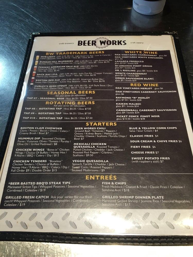 Menu at Beer Works pub & bar, Boston, Terminal C