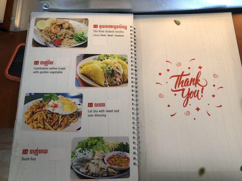 Menu at Cambodian and Chinese Fast Food, Tacoma