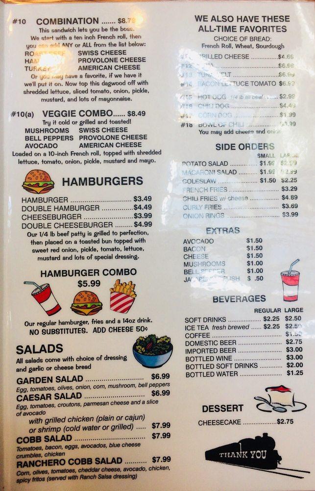 Menu at The Deli restaurant, Rancho Cucamonga, Foothill Blvd