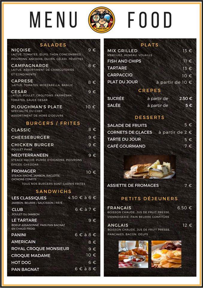 Menu at Food'eze restaurant, Èze
