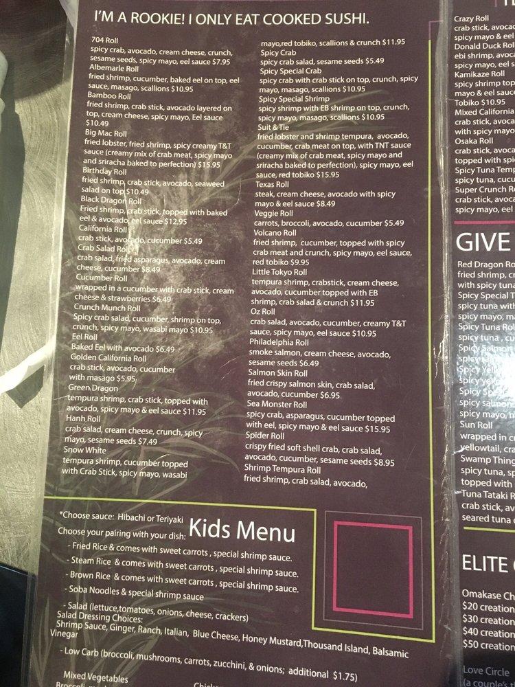 Menu at Little Tokyo Restaurant, Albemarle, 730 Leonard Ave