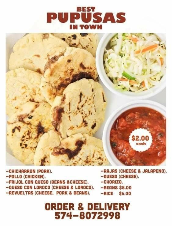 Menu at Pupusas Salvadorenas restaurant, Granger