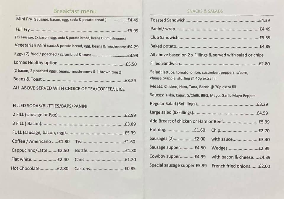 Menu at The Coffee Dock cafe, Castlewellan