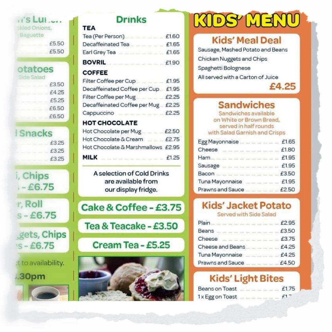 Carta de The Hungry Caterpillar Cafe, Wootton Bridge