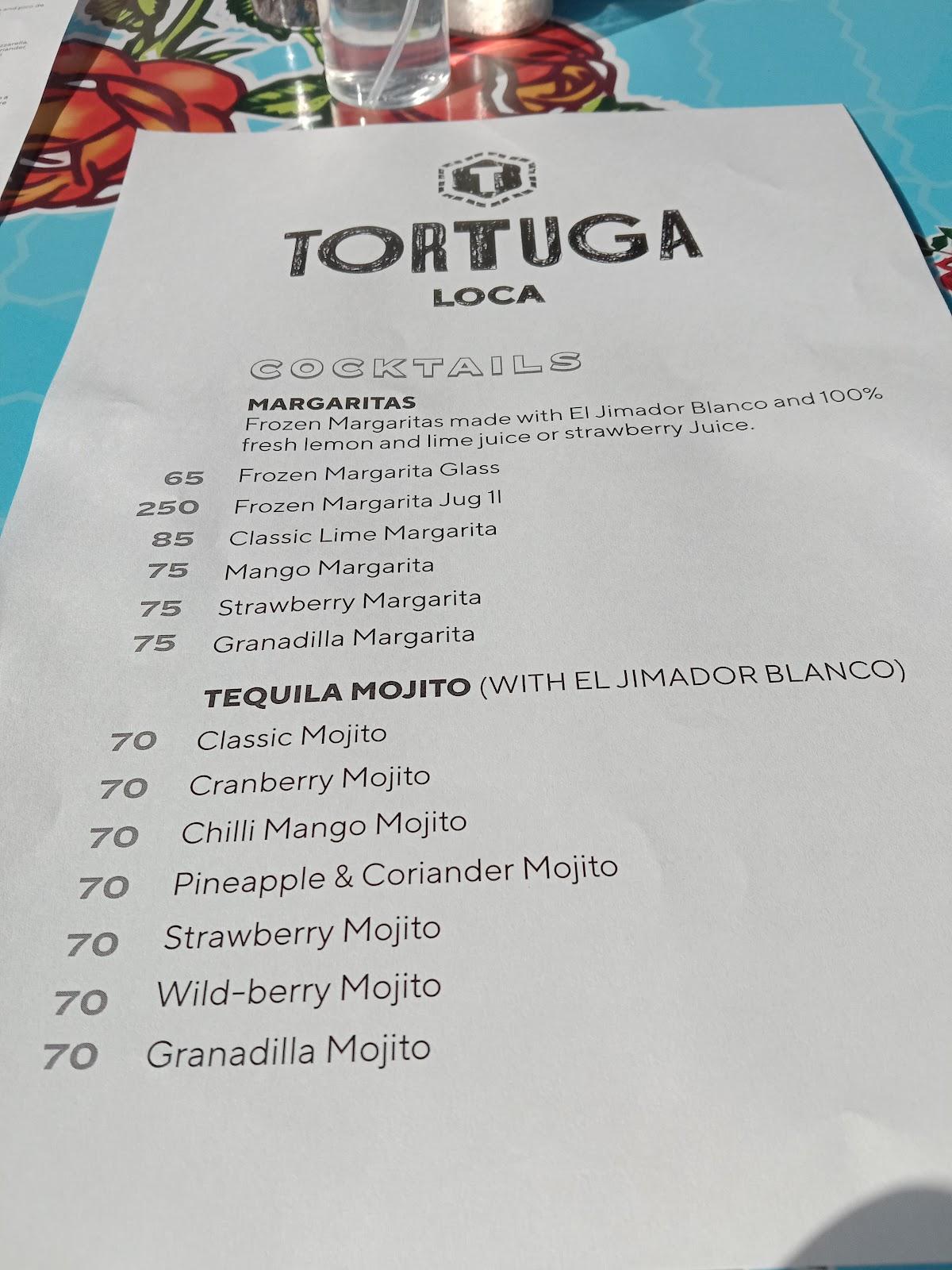 Speisekarte von Tortuga Loca restaurant, Kapstadt