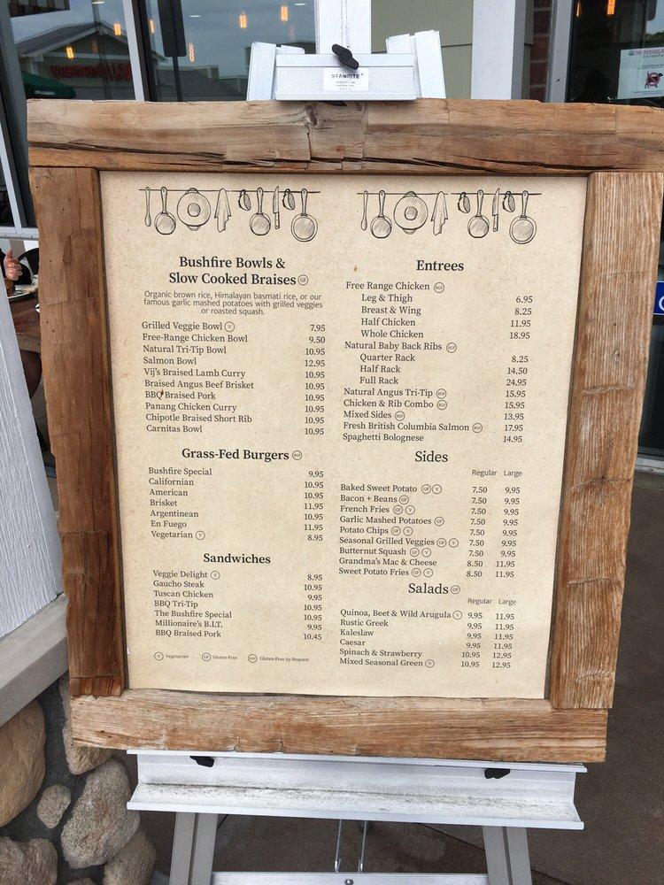 Menu at Bushfire Kitchen - Del Mar restaurant, Del Mar, Del Mar Heights Rd