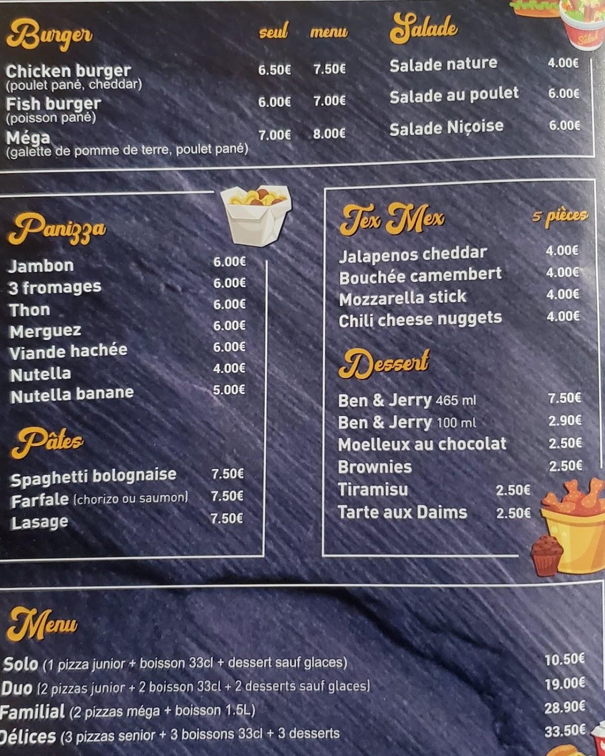 Menu at Delice pizza restaurant, Châteaubourg