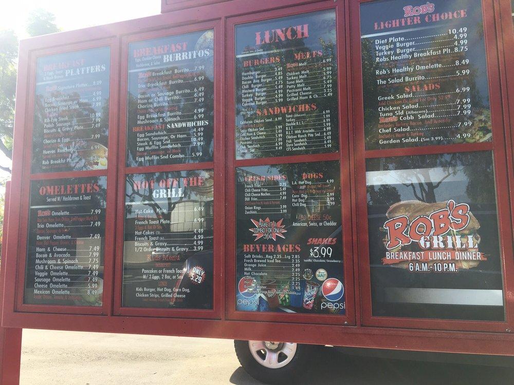 Menu at Rob's Grill restaurant, Baldwin Park