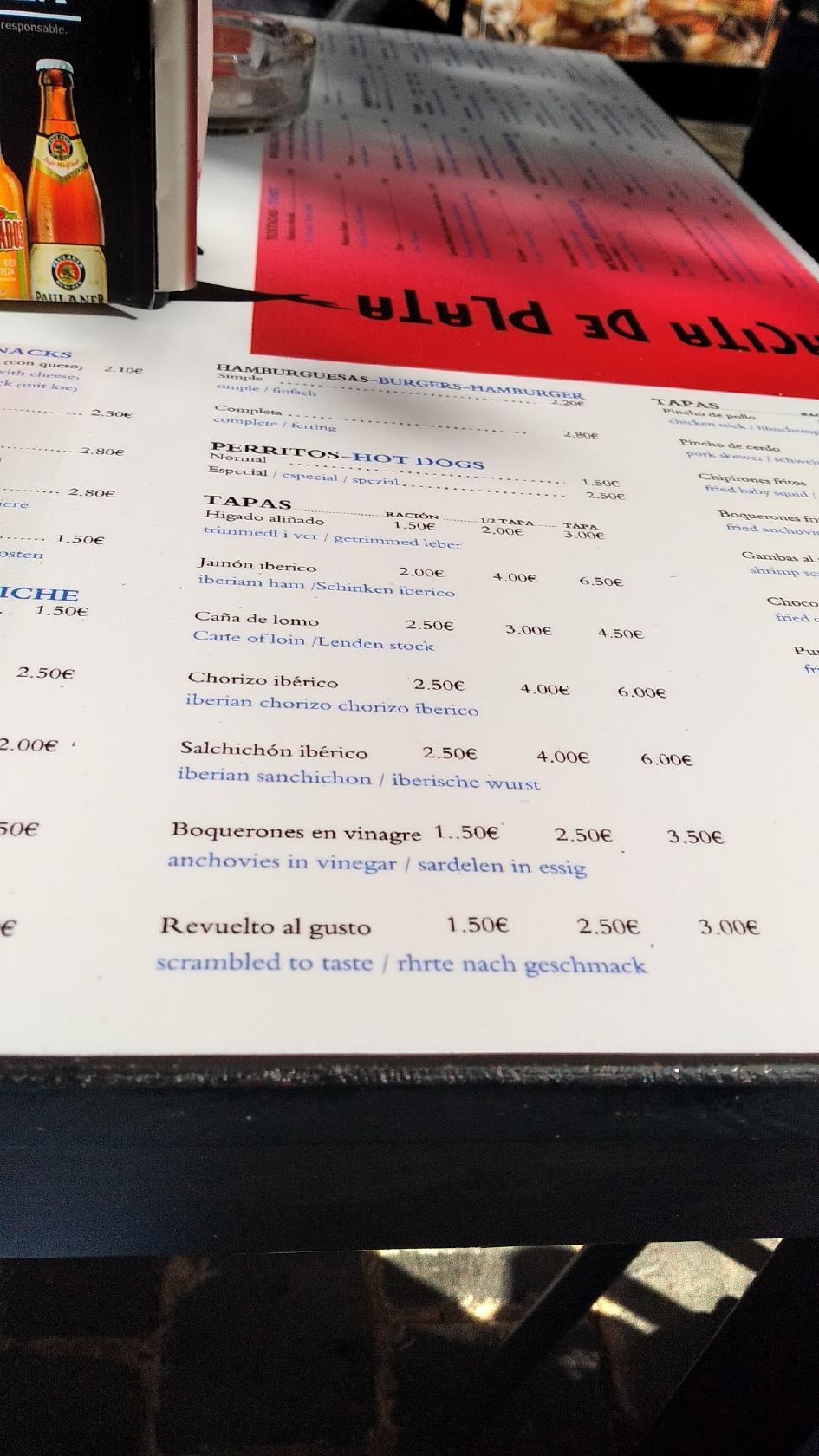 Menu at TACITA DE PLATA cafeteria, Morro Jable, Calle Diputado Manuel ...