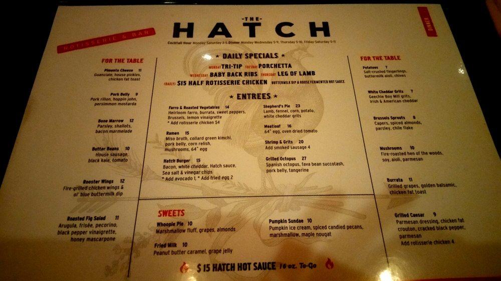 Menu at The Hatch Rotisserie & Bar, Paso Robles