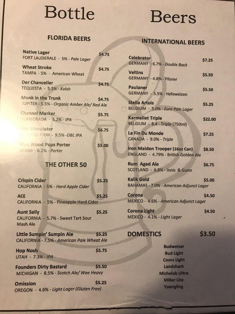 Menu at Crabbys Port Salerno restaurant, Stuart, SE Salerno Rd