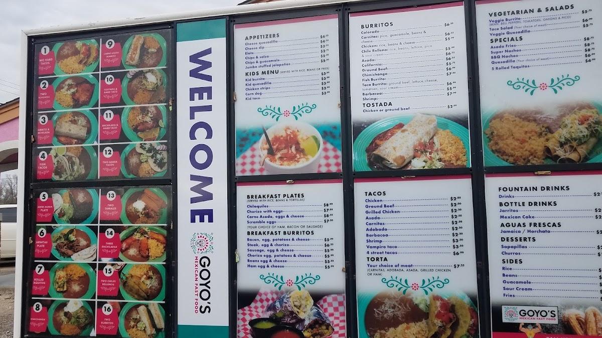 Menu at Goyo's Mexican Fast Food, Park City