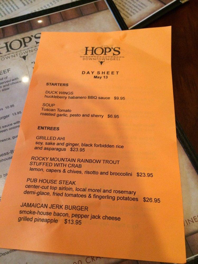 Menu at Hops Downtown Grill pub & bar, Kalispell