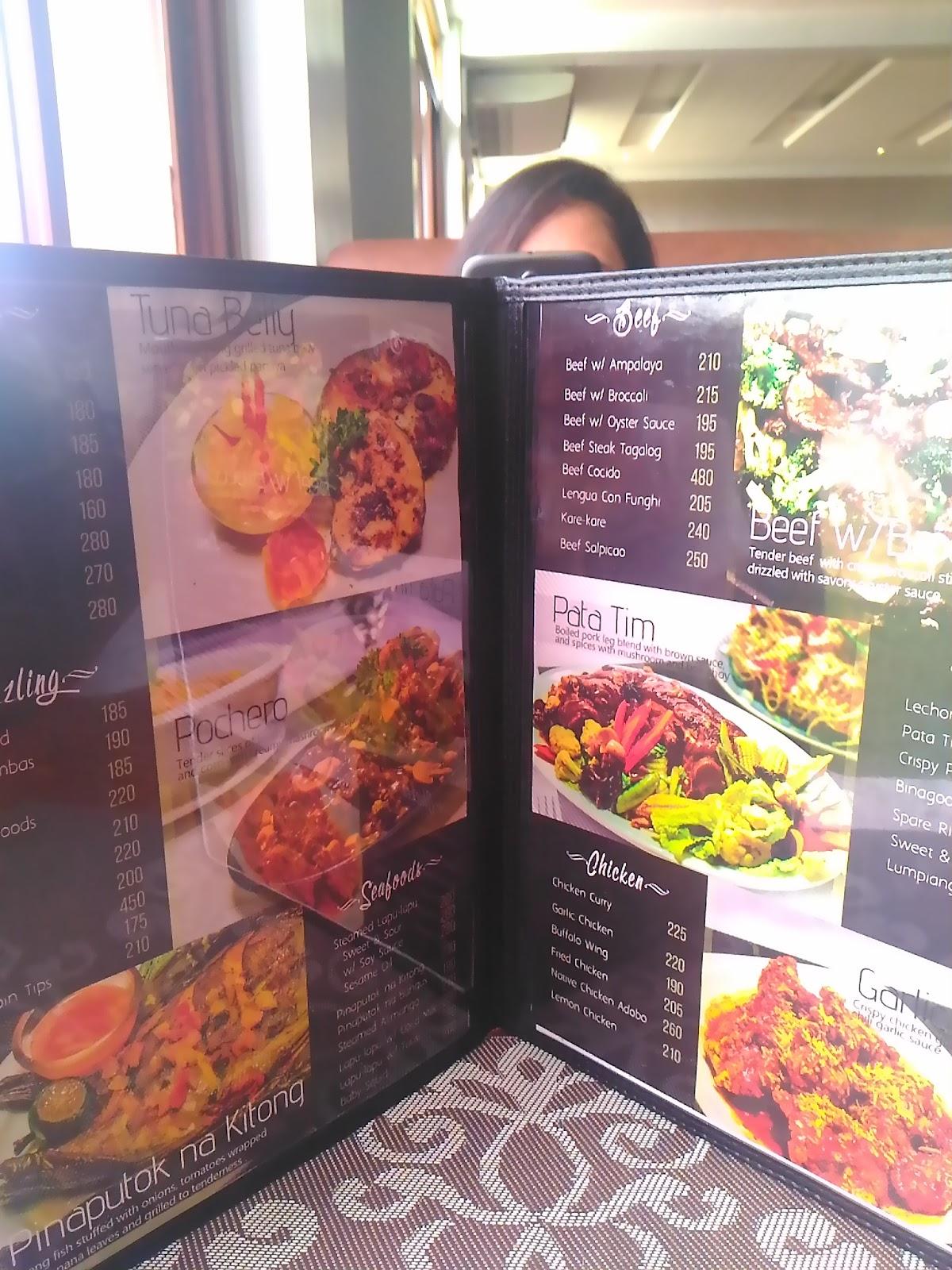 Menu at Hotel de Susana and Restaurant, Valencia City