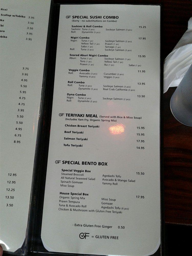 Menu at Iki Japanese Restaurant, Vancouver
