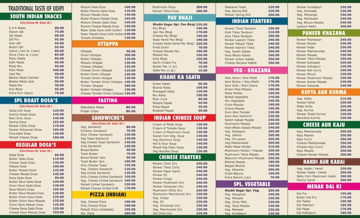 Menu at SHUBH SAGAR FAMILY RESTAURANT, Mumbai