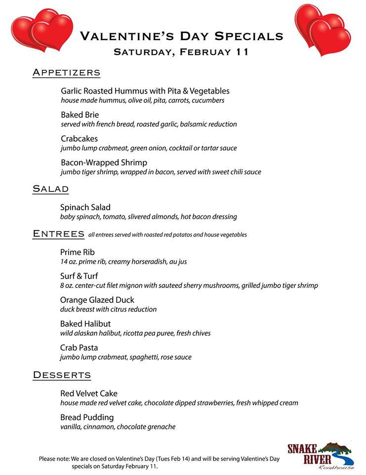 Menu at Snake River Roadhouse Bar & Grill, Swan Valley, Swan Valley Hwy
