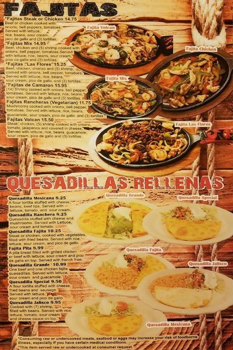 Menu at Las Flores Mexican Restaurant, Indianola