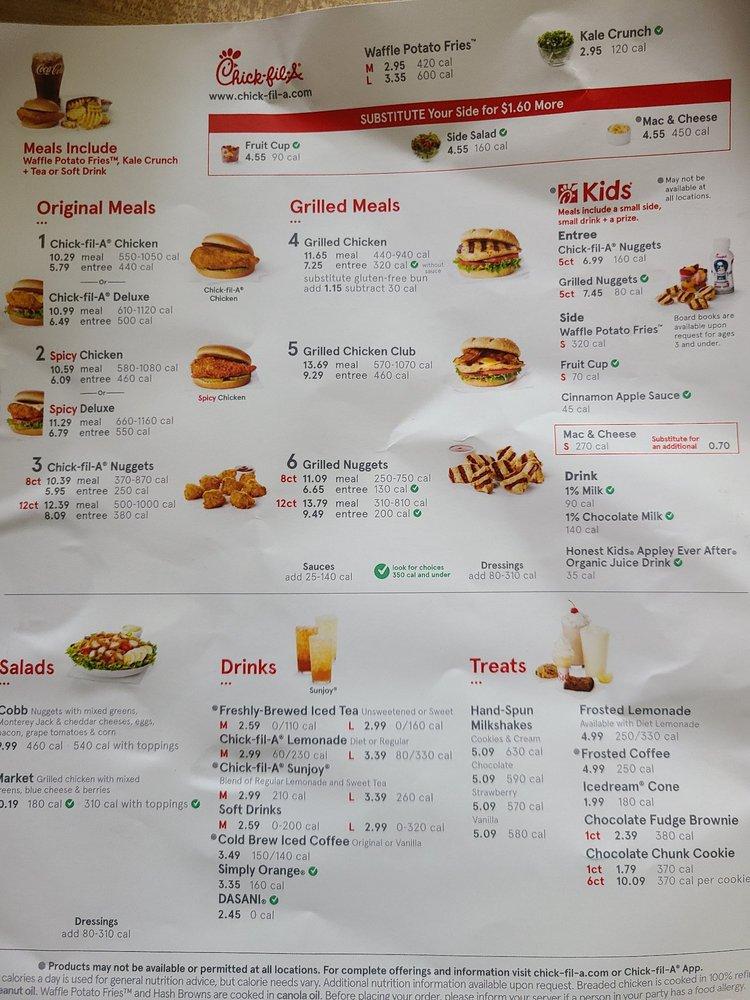 Menu at Chick-fil-A fast food, Honolulu