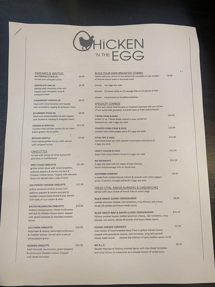 Menu at Chicken 'N The Egg restaurant, Fort Walton Beach