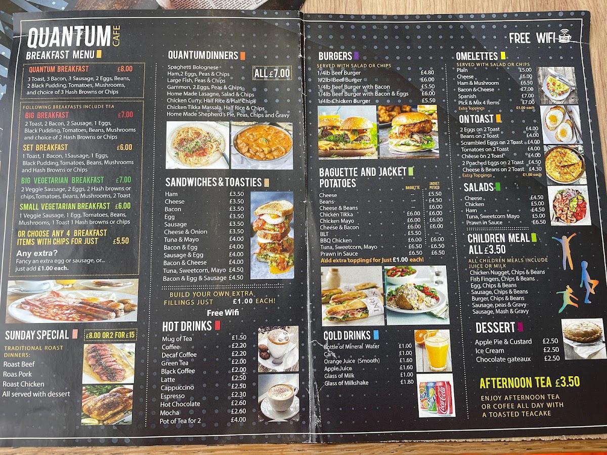 Menu at Quantum Cafe, Cardiff