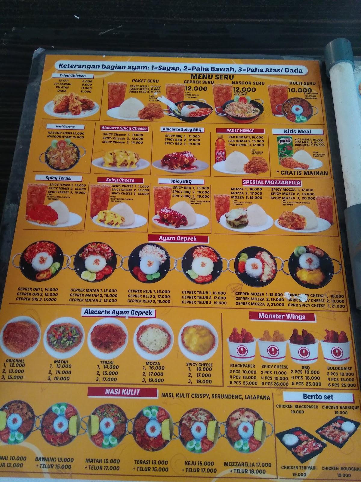 Menu at Chicken Day GCC restaurant, Indonesia