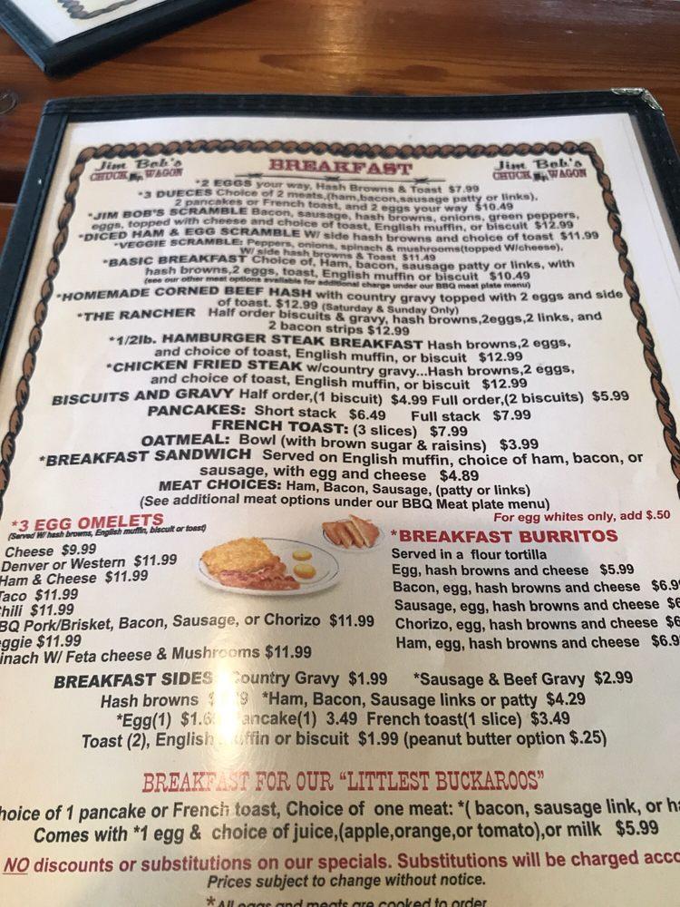 Menu at Jim Bob's Chuck Wagon BBQ, Lacey