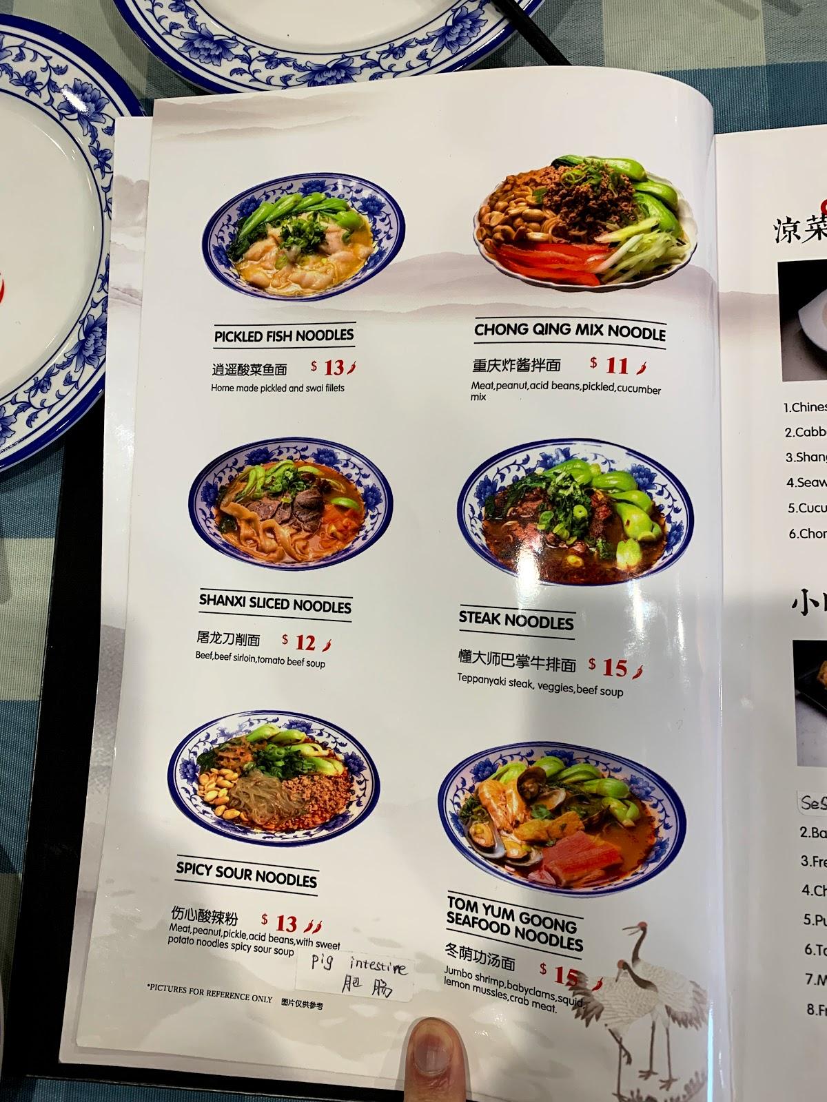 Menu at Meet Noodles restaurant, Nashville