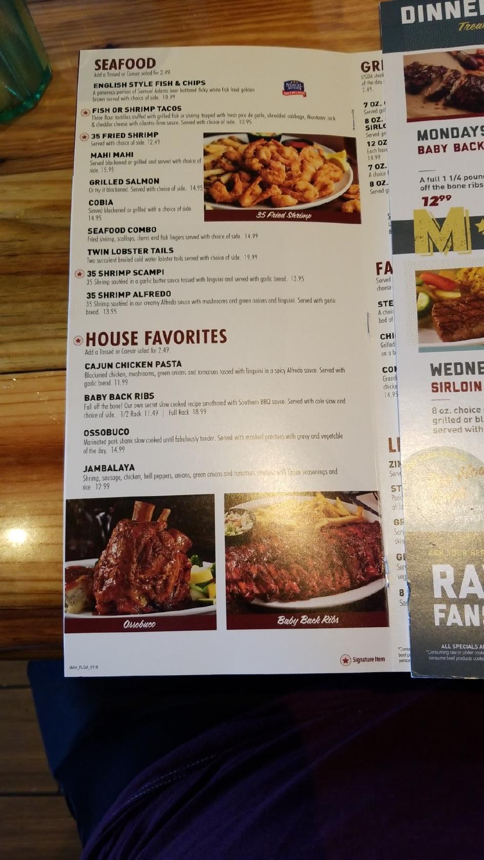 Menu at Miller's Ale House pub & bar, Seminole, 113th St