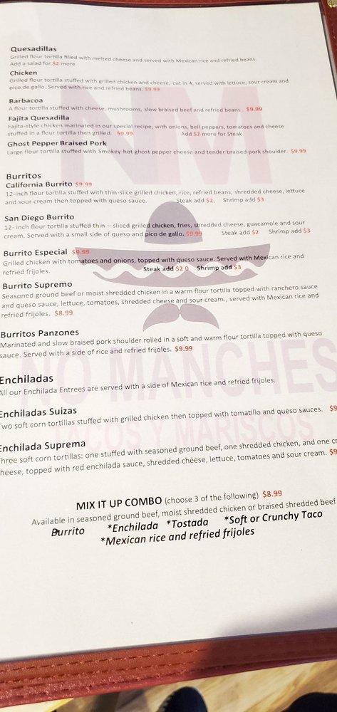 Menu at No Manches Wey restaurant, Orange Park