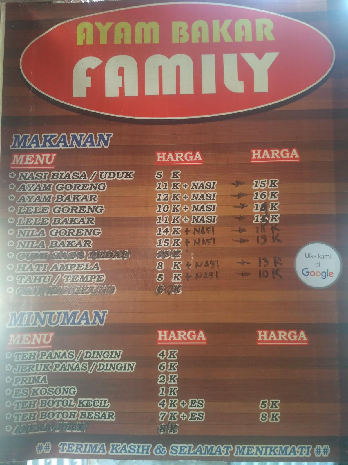 Menu at Pecel Lele & Ayam Bakar FAMILY restaurant, Pekanbaru