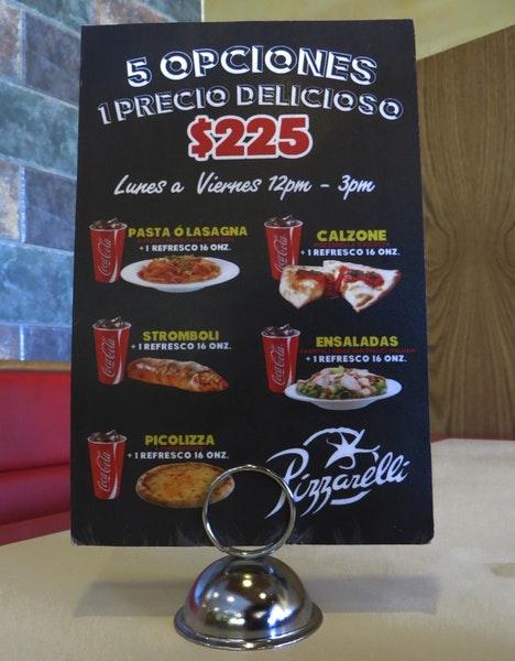 Menu at Pizzarelli Núñez de Cáceres restaurant, Santo Domingo, Plaza ...