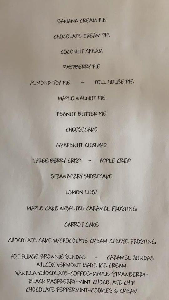 Menu at Wheel Inn restaurant, Benson