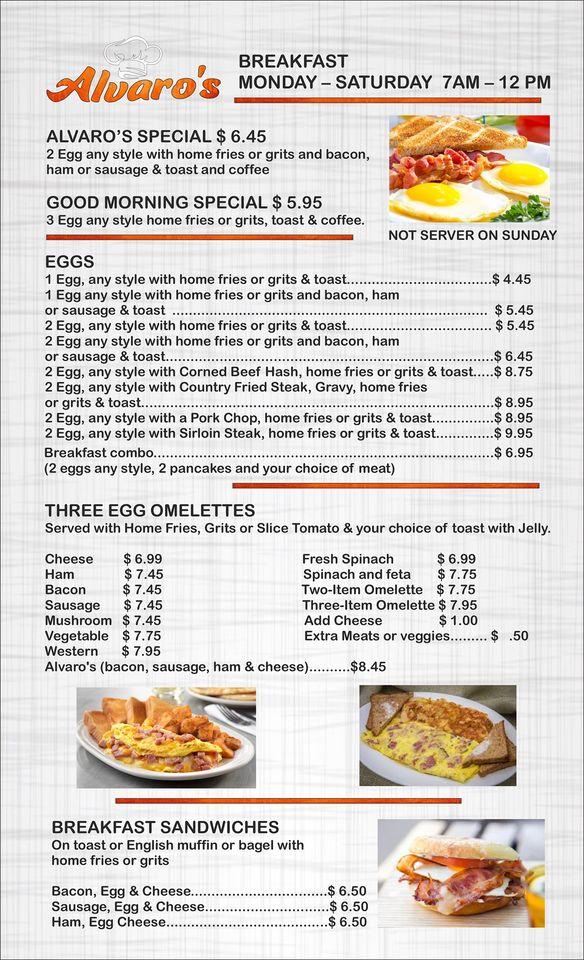 Menu at Alvaro's Family Restaurant, North Port