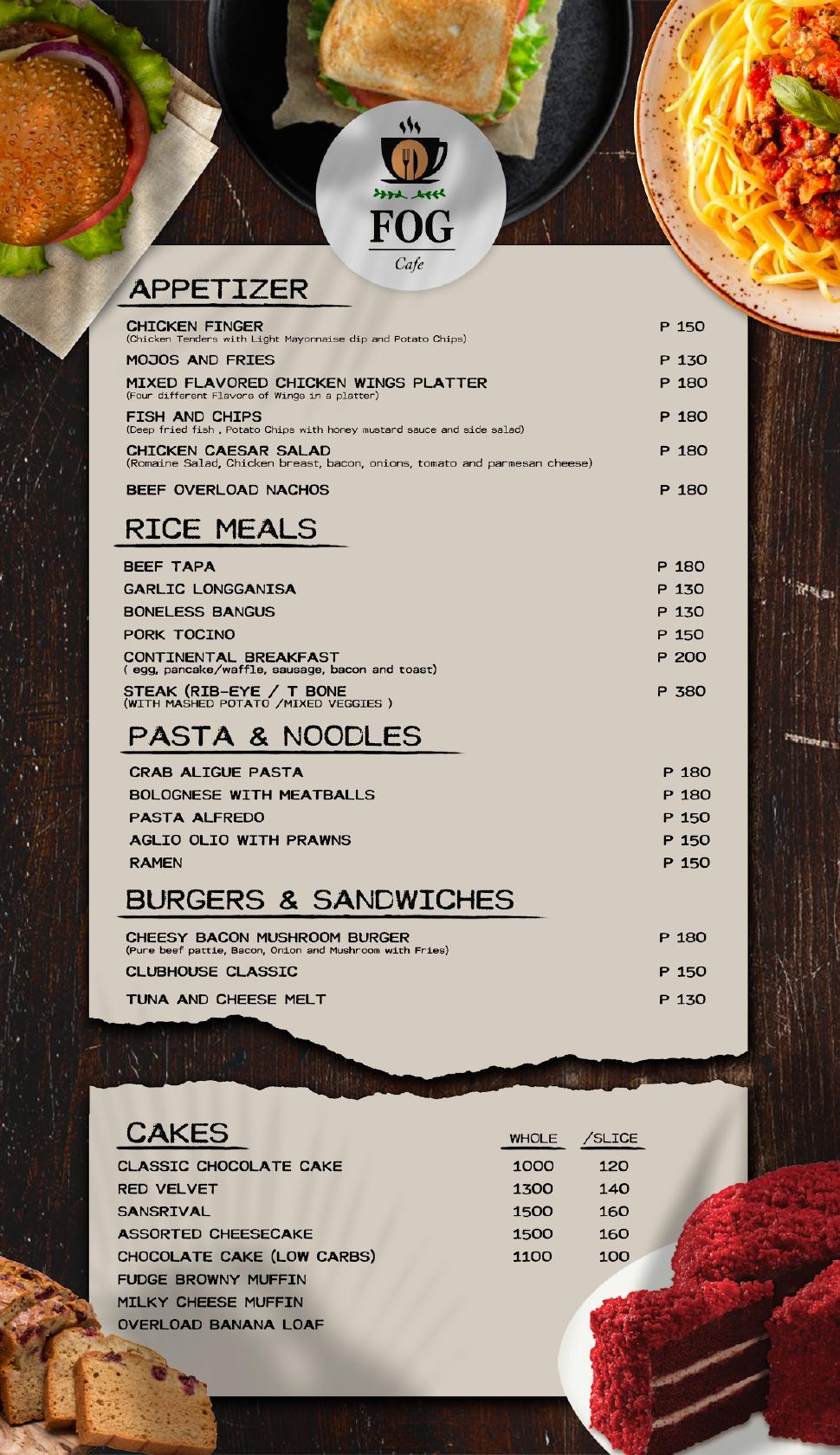 Carta de FOG Cafe Balagtas, Balagtas