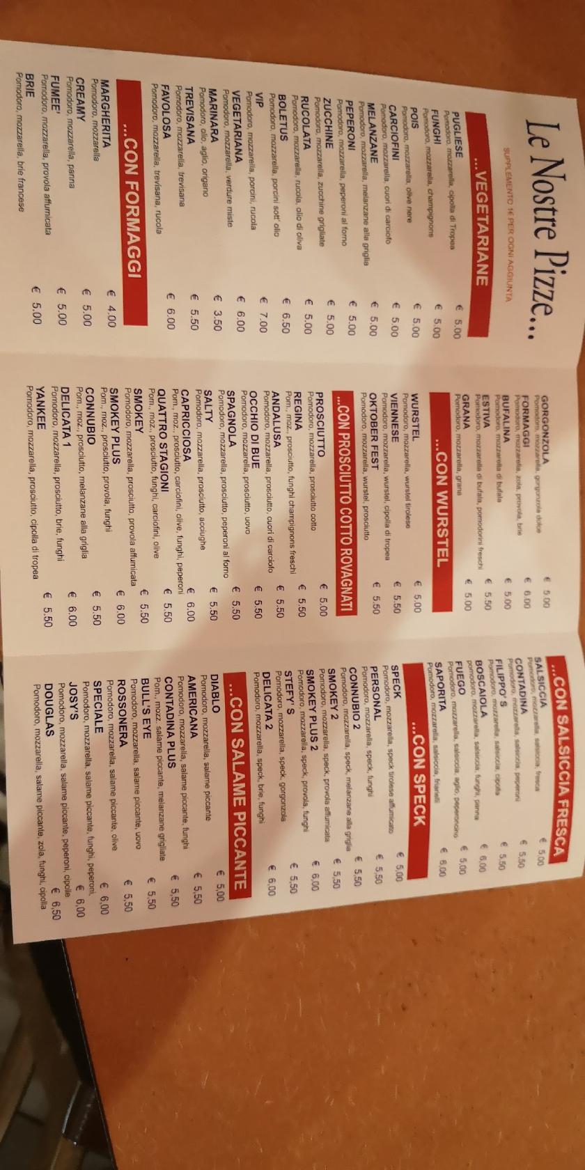 Menu da Il Regno della Pizza ristorante, Rho
