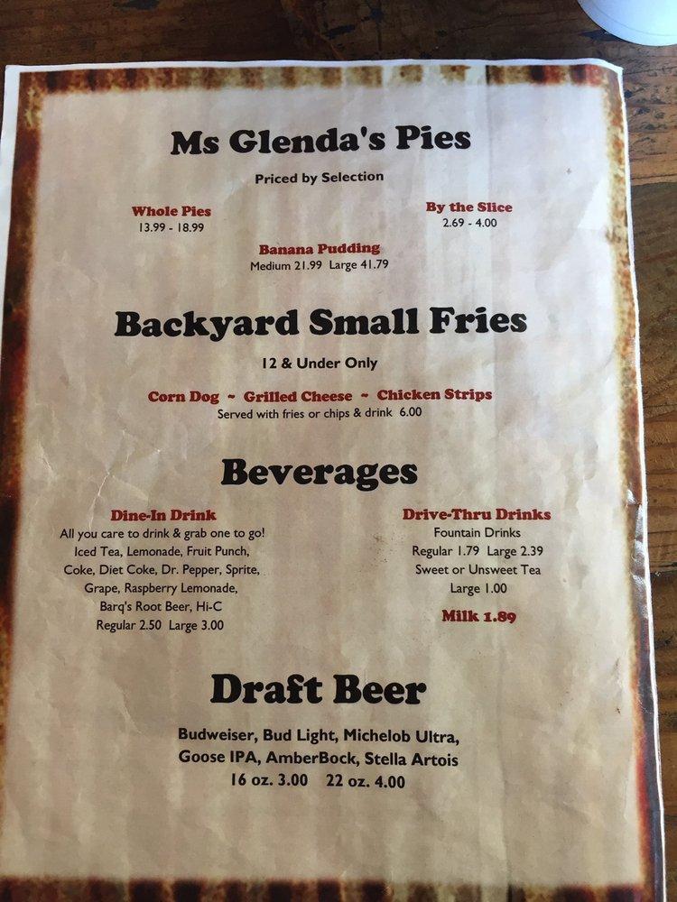 Menu at Backyard Barbeque Co, Magnolia