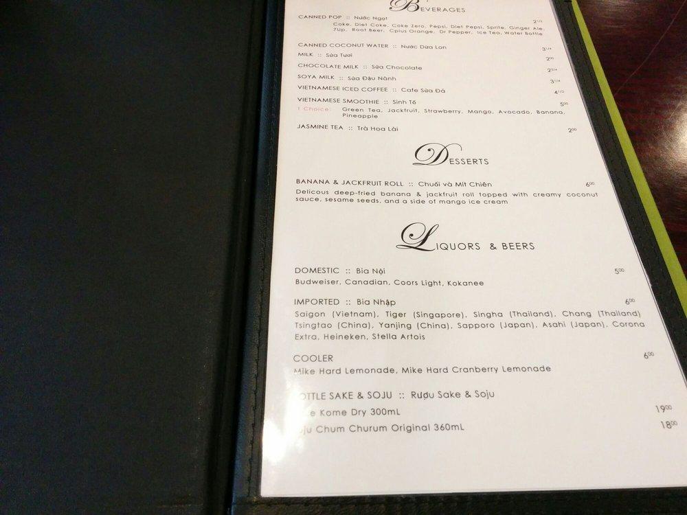 Menu at Dang Good Restaurant, Edmonton