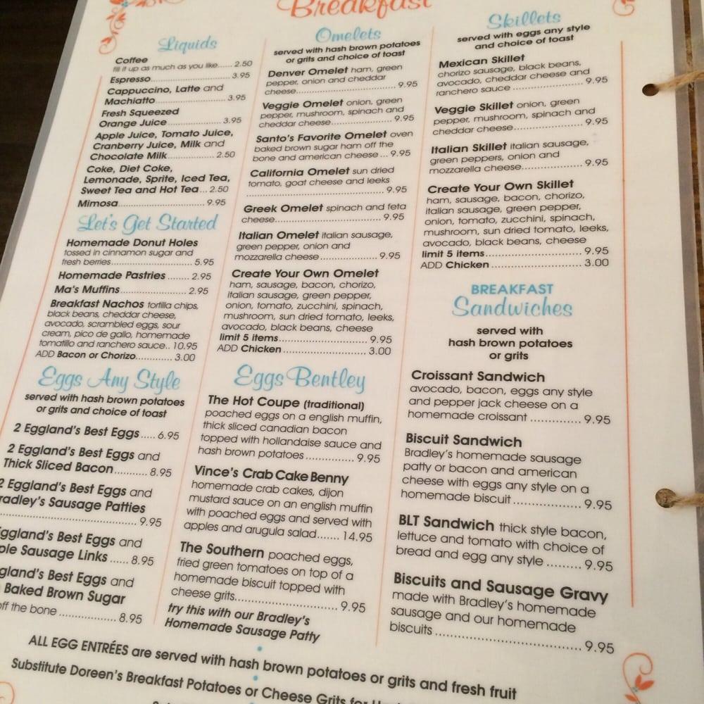 Menu at Doreen's Cup of Joe restaurant, Marco Island