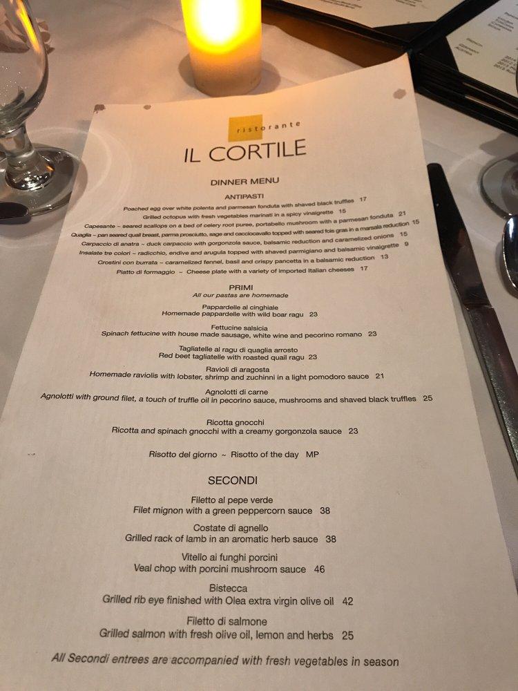 Menu at Il Cortile Ristorante restaurant, Paso Robles