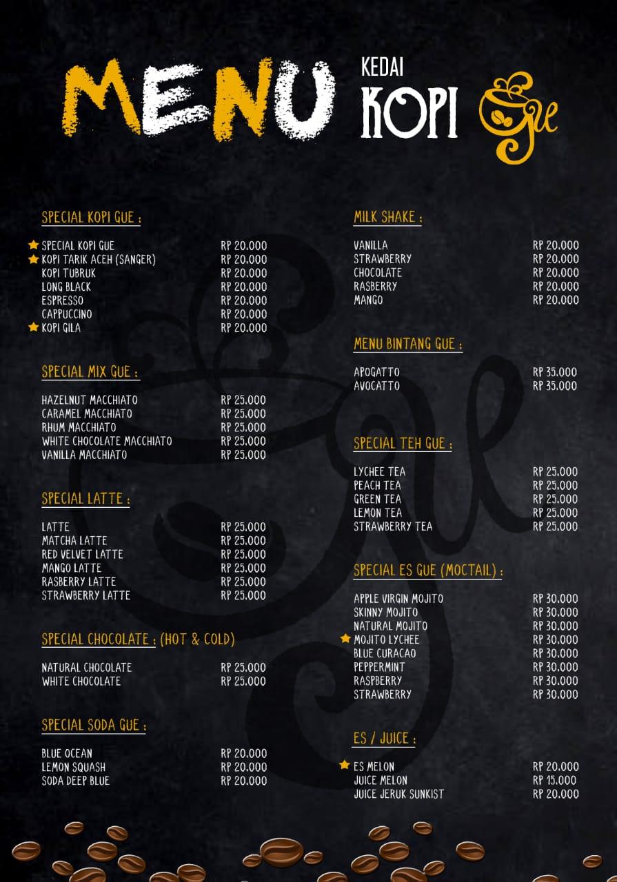 Menu at Kedai Es Mr. Hoki cafe, West Jakarta