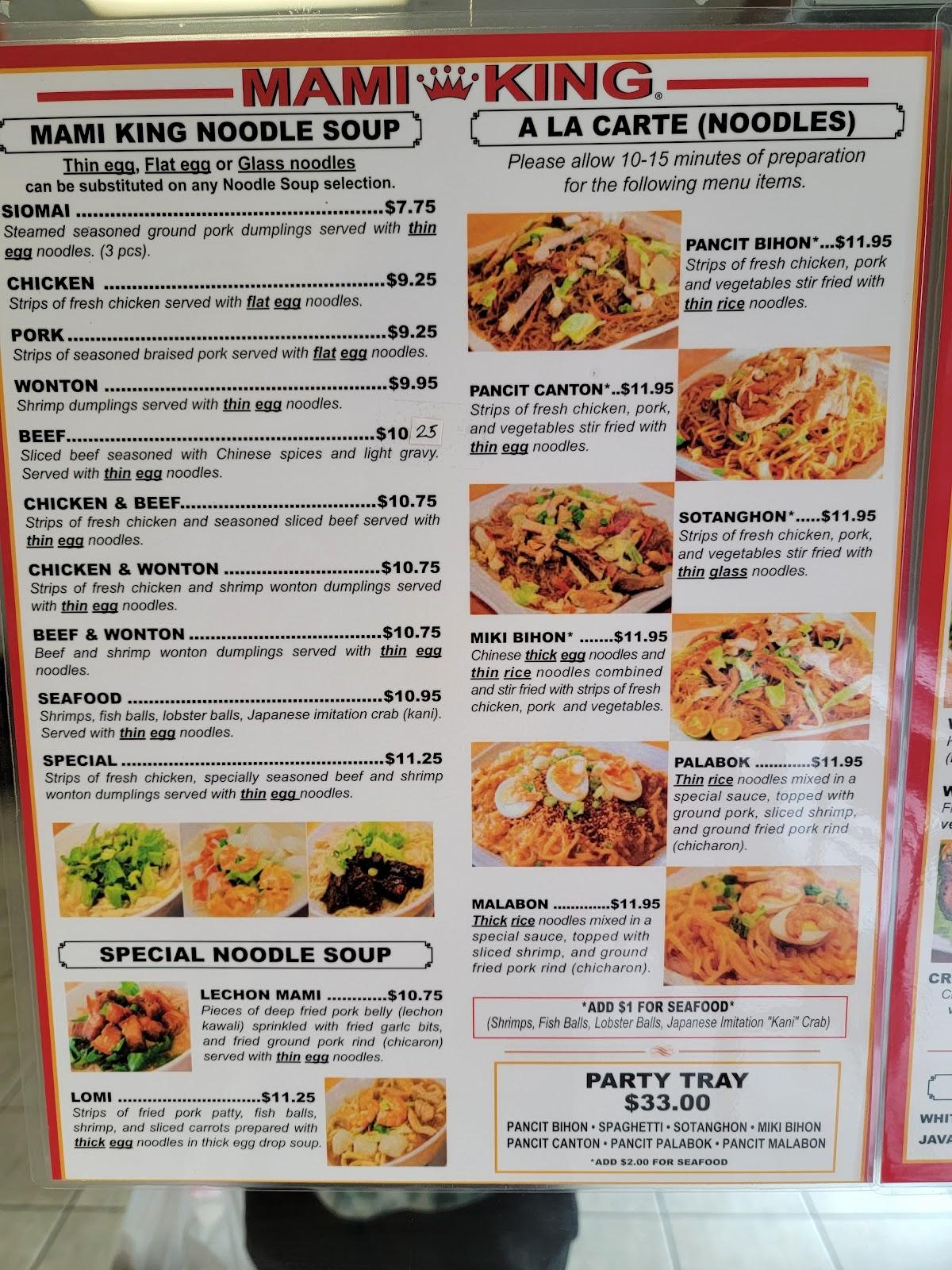 Menu at Mami King Restaurant, Los Angeles, Roscoe Blvd UNIT 1