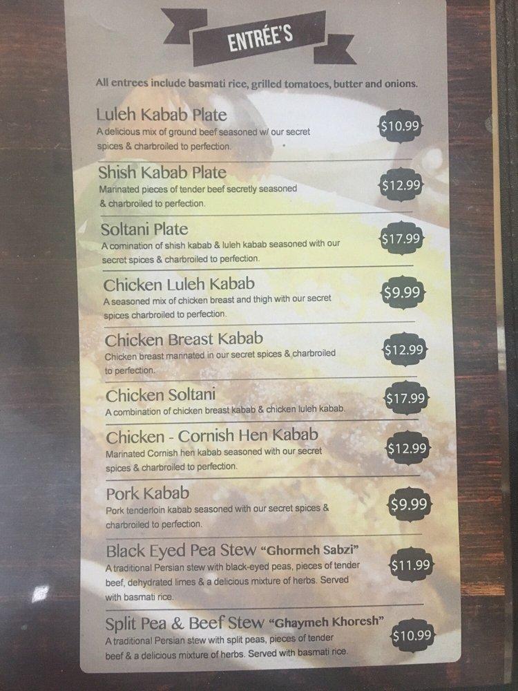 Carta del restaurante Moon Mart Kabab, Glendale