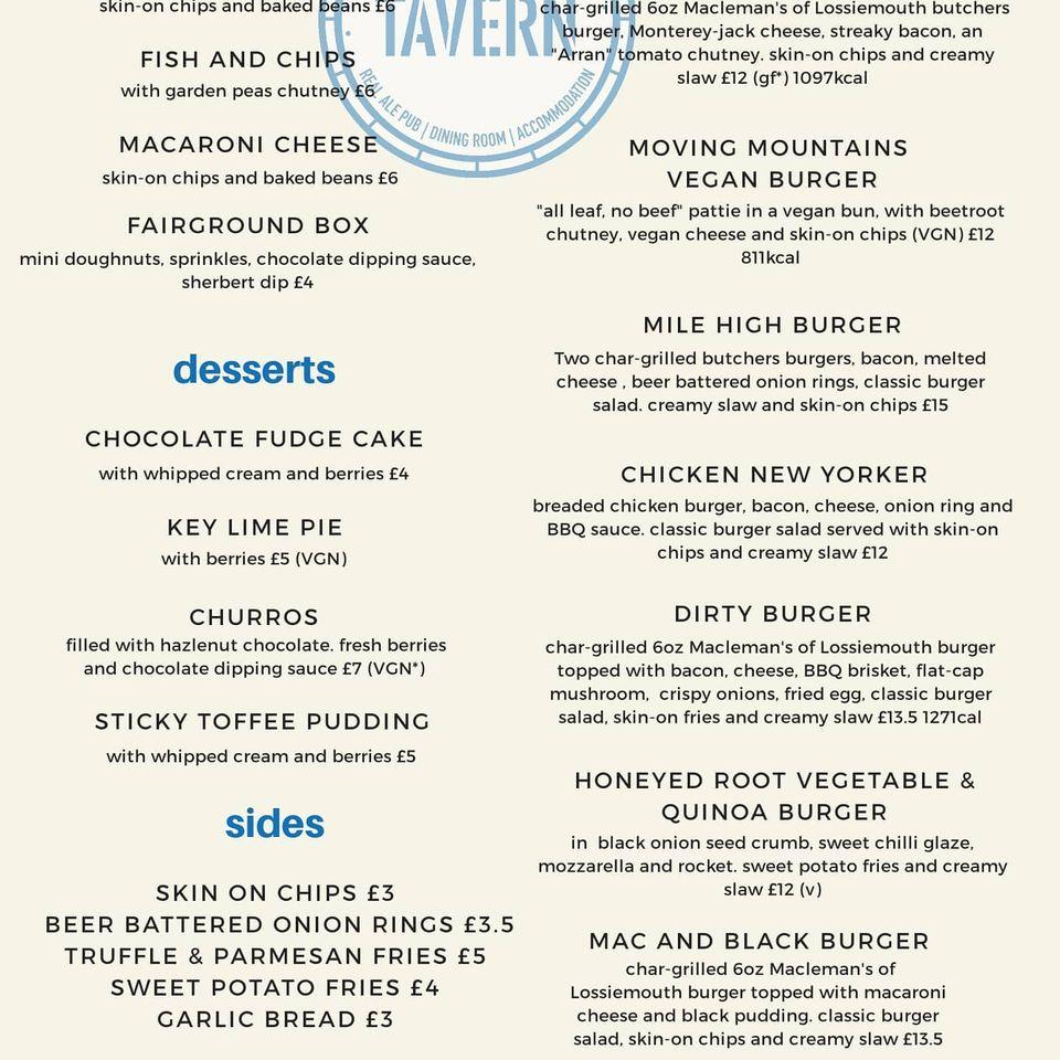 Menu at Mosset Tavern pub & bar, Forres